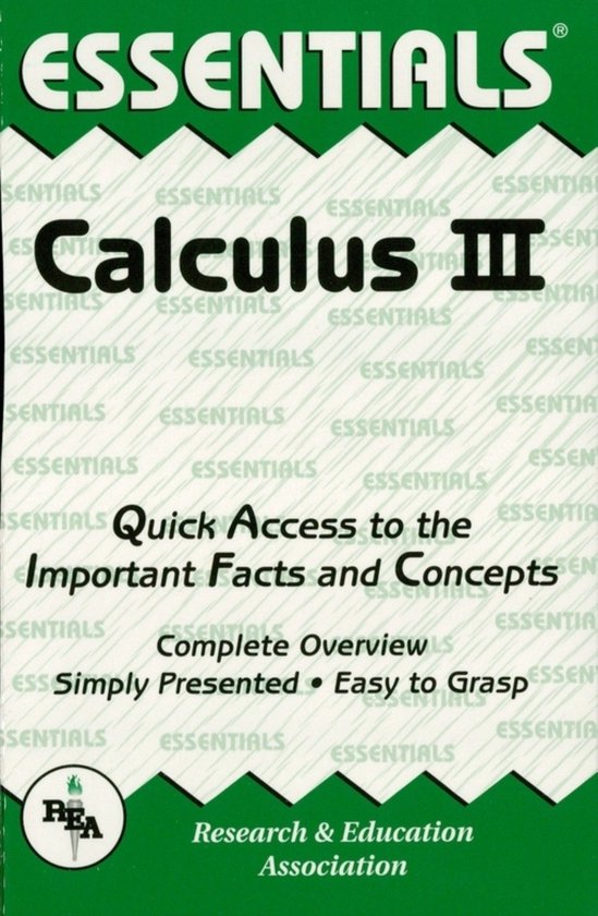 Calculus III Essentials (ebook), Editors Of Rea | 9780738671390 ...