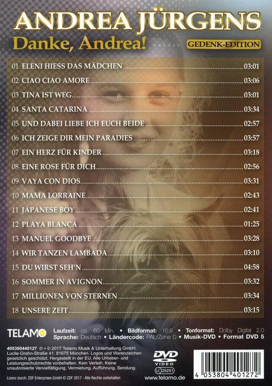 Danke, Andrea! [Video], Andrea Jurgens | Muziek | bol