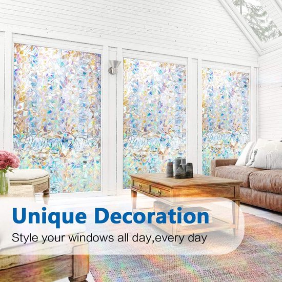 3D regenboog raamfolie privacy decoratieve raamsticker voor glas, niet ...