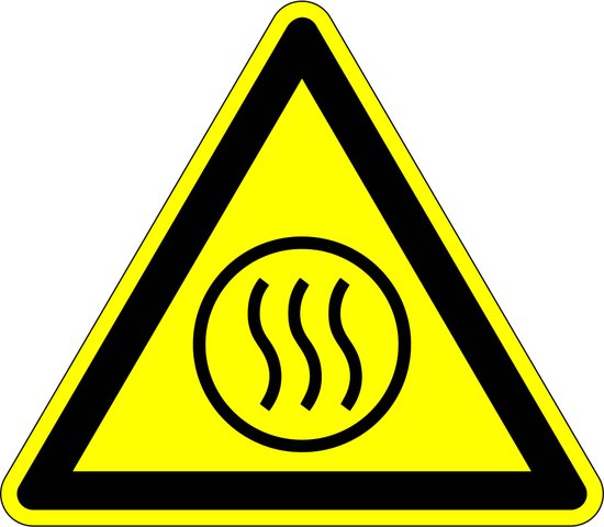 Hete inhoud waarschuwingssticker, W079 50 mm - 10 stuks per kaart | bol