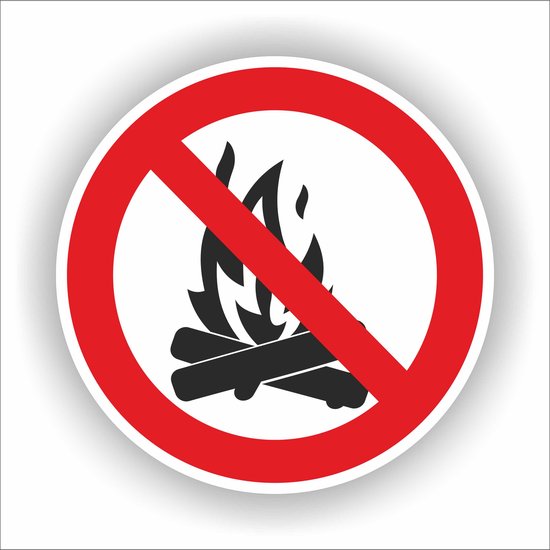 Kampvuur, open vuur, verboden sticker 20 cm. | bol