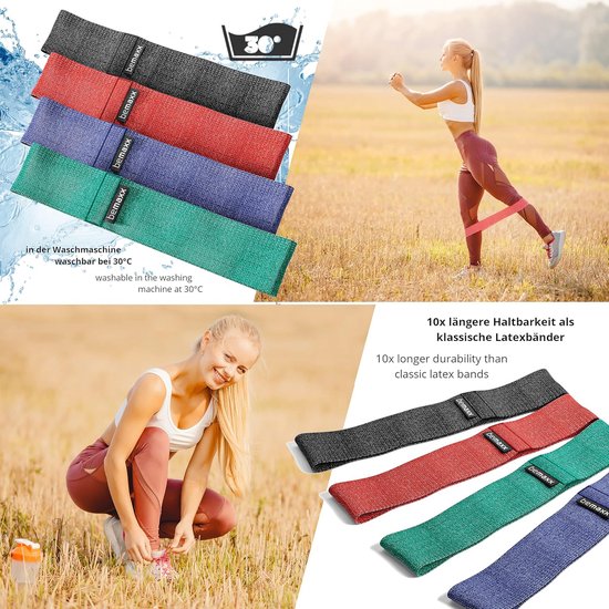 Resistance Band Fitnessbanden Rubber/Stof Set - Weerstandsbanden +... | bol
