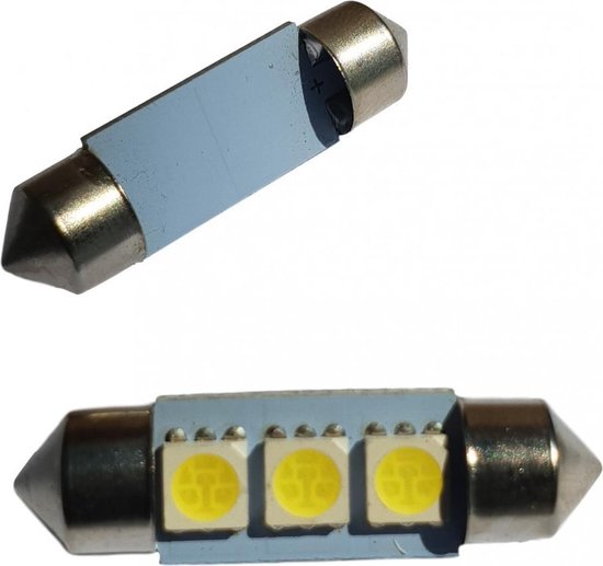 C5W autolamp 2 stuks | LED festoon 36mm | 3-SMD xenon wit 6000K | 12 Volt | bol