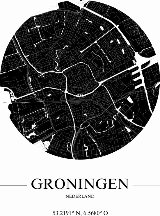 Kaart Groningen poster - Groningen poster - Poster map Groningen ...