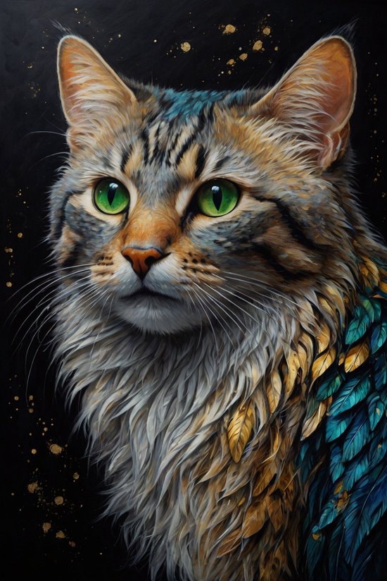 Gouden kat poster - Goud wanddecoratie - Posters huisdieren ...