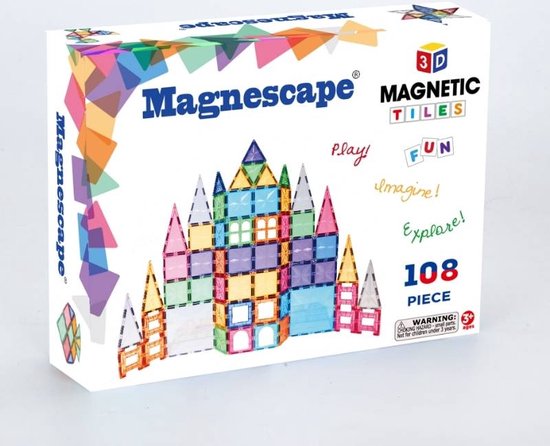 Magnetisch bouwspeelgoed - Magnescape Magnetic Tiles - 108 stuks ...