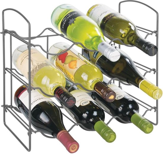 wijnflessen, vrijstaand, flessenrek met glashouders, voor keuken, bar ...