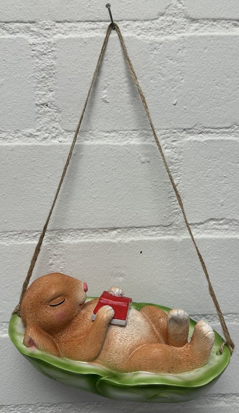 Polyresin hangend slapend dier "konijn" - meerkleurig - hoogte 29x20x11 ...
