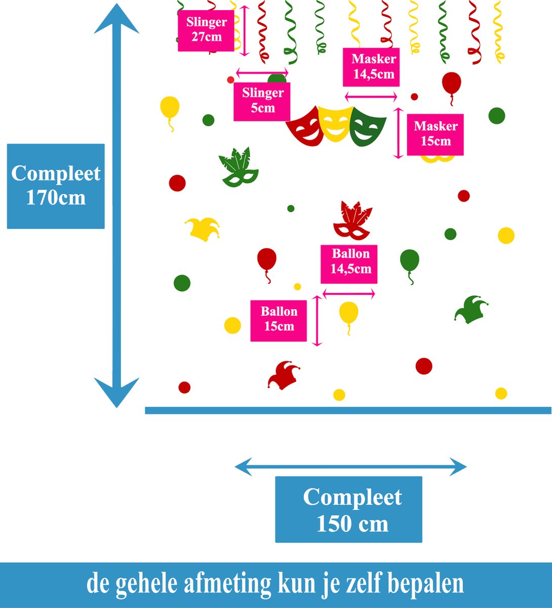 Raamstickers Carnaval | 47-Delig | Herbruikbaar | Carnaval decoratie ...