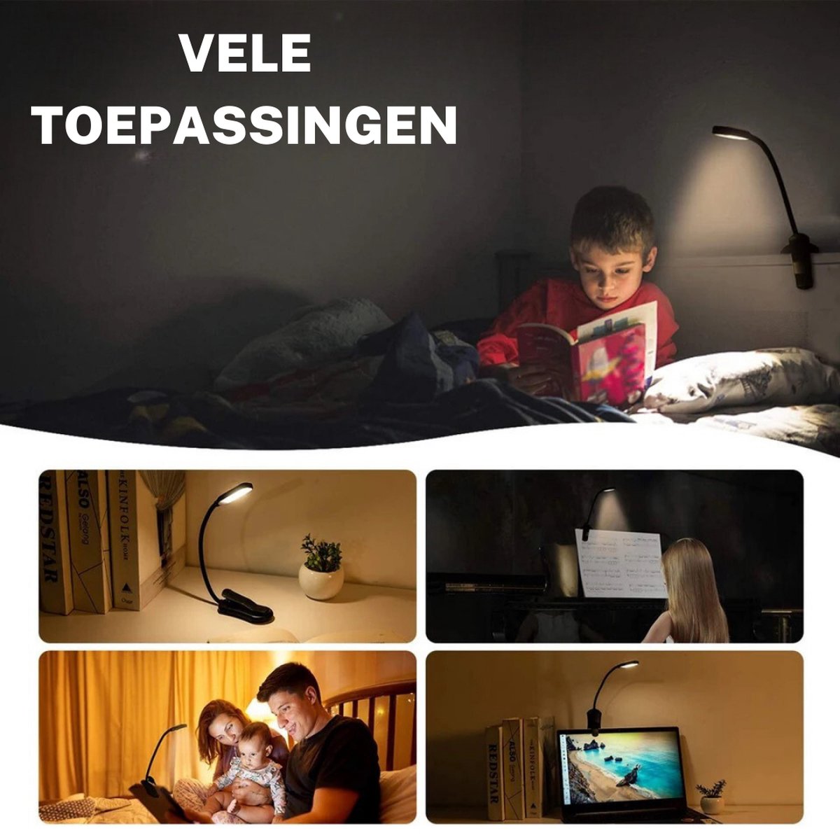 Relaatable Leeslamp - Leeslampje voor Boek met Klem - Bedlamp met 9 ...