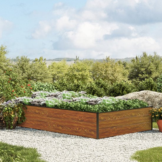 195 x 119 x 39 cm Moestuinbak Halfsize, Laklaag met houtoptiek | bol