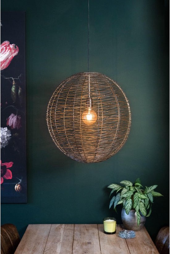 Hanglamp - NATHAN - antique brass - Ø55x55cm - metalen lamp - 1304 ...