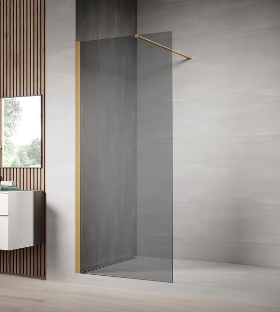 Badplaats Douchewand Rizani 80 x 200 cm - Goud – Getint Rookglas ...