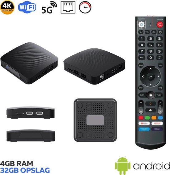 Android tv box 4k - 4gb ram DDR4 (snel) - 32gb opslag - Hoge prestaties ...