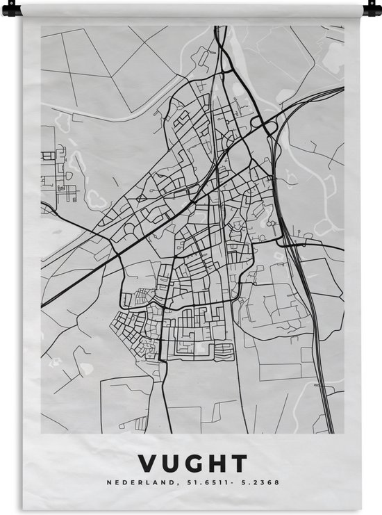 Wandkleed - Wanddoek - Plattegrond - Vught - Kaart - Stadskaart - 60x90 ...