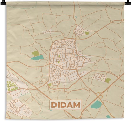 Wandkleed - Wanddoek - Kaart - Didam - Plattegrond - Stadskaart - 90x90 ...