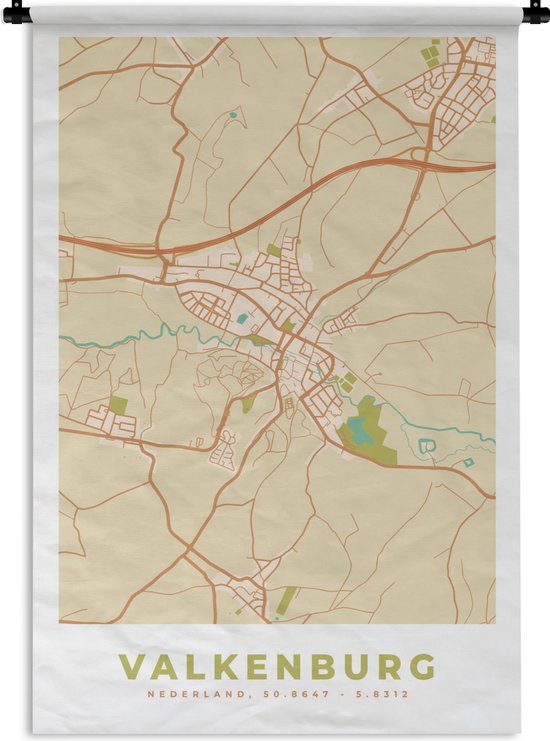 Wandkleed - Wanddoek - Plattegrond - Valkenburg - Stadskaart - Kaart ...