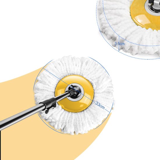 Dweilmop set met emmer, 128 cm vloerwisser met uitwringfunctie ...