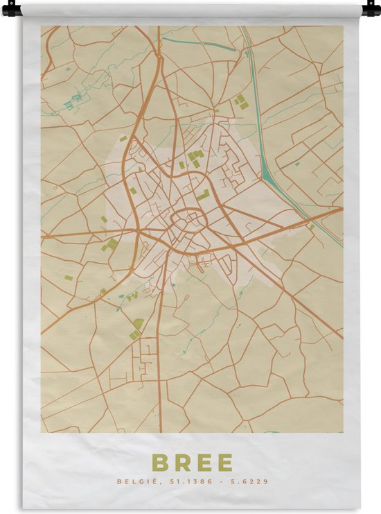Wandkleed - Wanddoek - Plattegrond - Kaart - Bree - Vintage ...
