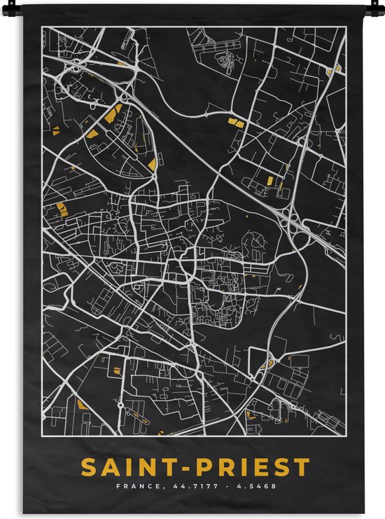 Wandkleed - Wanddoek - Kaart - Plattegrond - Frankrijk - Saint-Priest ...