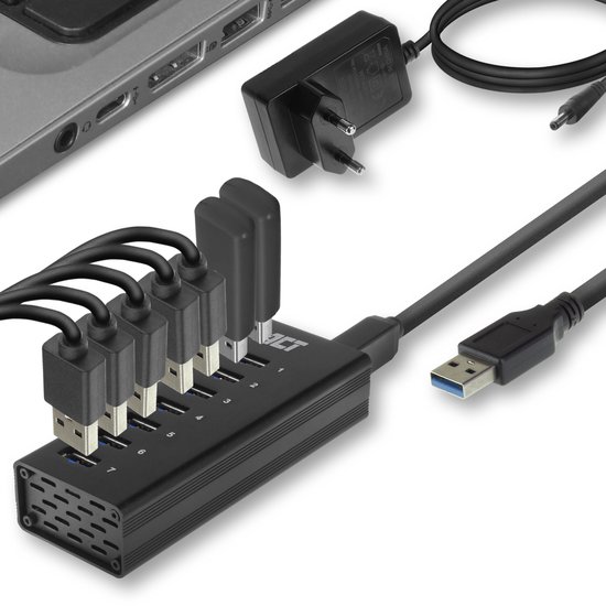 ACT USB hub 3.0, 7 poorts, 20W stroomadapter AC6315 | bol