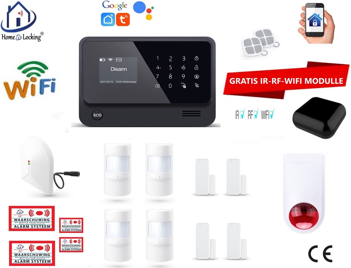 Home-Locking draadloos smart alarmsysteem wifi,gprs,sms en kan werken ...