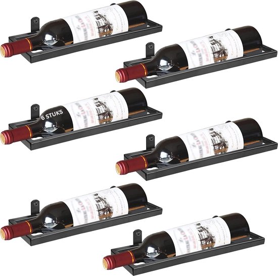 Wijnrek Muur - Wandrek Hangend - Flessenrek Wandmontage - Modern - 6 ...
