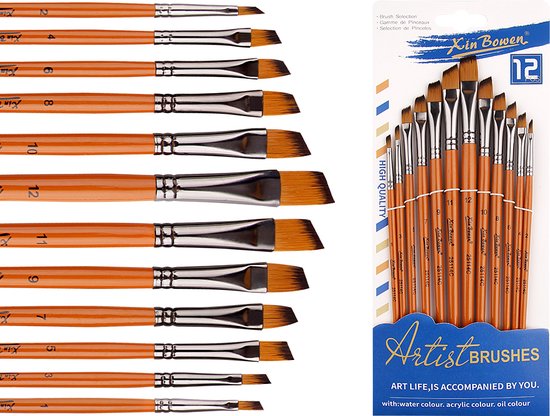 Penselen - Set van 12 stuks - Afgeschuind - Kwasten - Verven ...