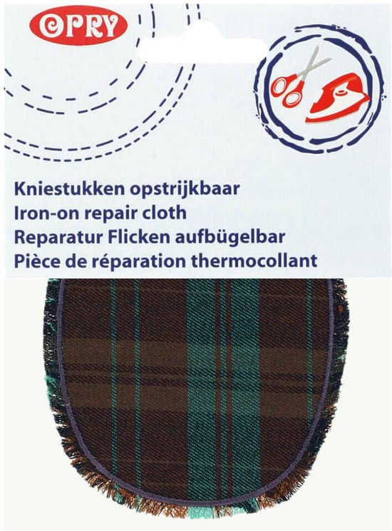 Opry Kniestukken opstrijkbaar geruit BRUIN BLAUW MIX 12x9,5cm - 82 FB2 ...