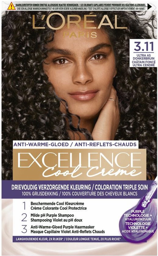 3x L'Oréal Excellence Cool Crème Permanente Crèmekleuring 3.11 - Ultra ...