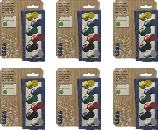Lega Maxi Push Pins Groen 6 x 4 stuks | bol