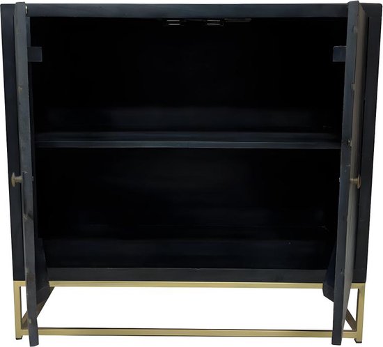 Buffetkast art deco PRISMIN - 2 deuren - Mangohout en metaal - Zwart en ...