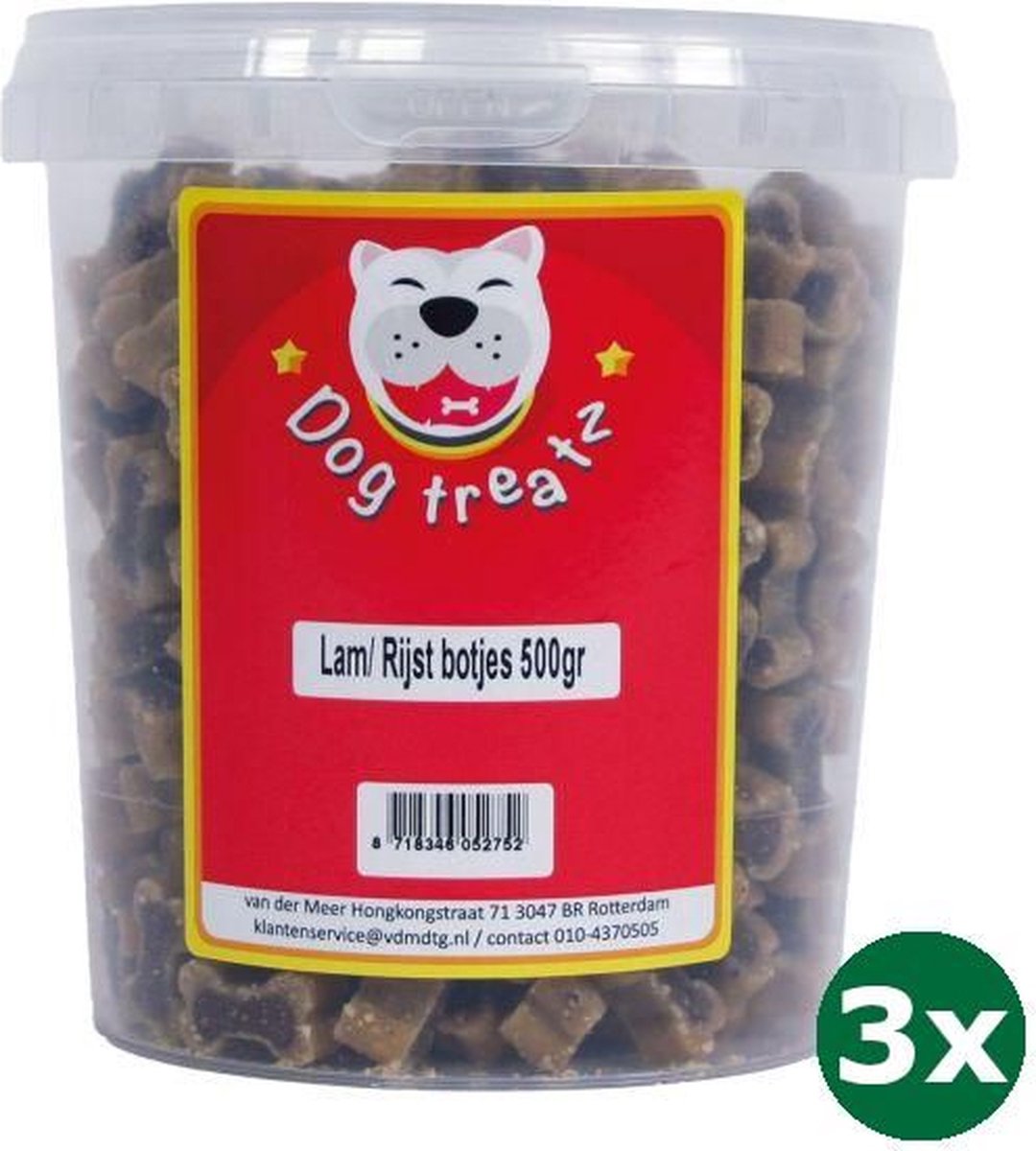 3x500 gr Dog treatz lam / rijst botjes | bol