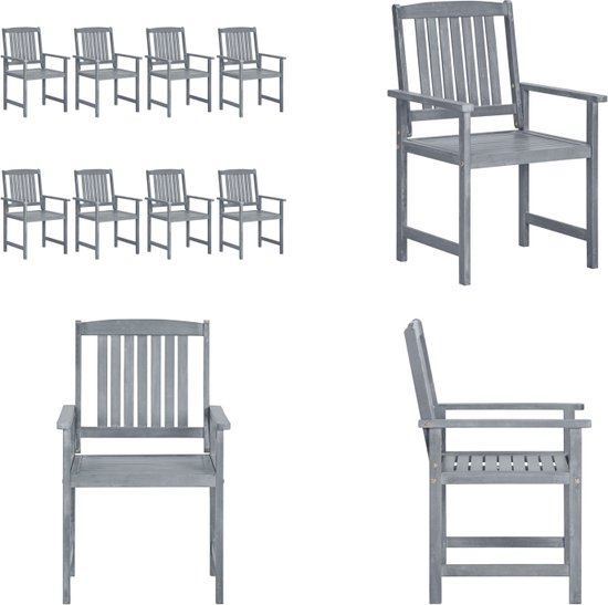 vidaXL Tuinstoelen 8 st massief acaciahout grijs - Tuinstoel ... vidaXL Tuinstoelen 8 st massief acaciahout grijs - Tuinstoel ...