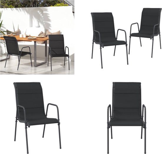vidaXL Tuinstoelen 2 st staal en textileen zwart - Tuinstoel ... vidaXL Tuinstoelen 2 st staal en textileen zwart - Tuinstoel ...