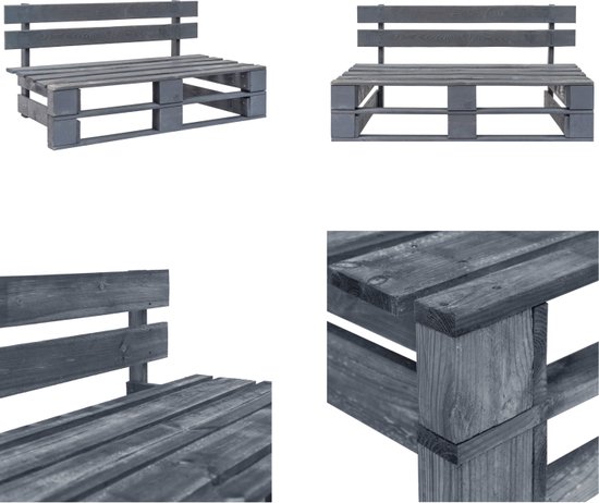 vidaXL Tuinbank pallet hout grijs - Pallet Bank - Pallet Banken ...