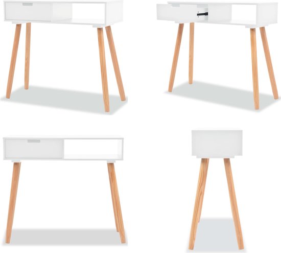 vidaXL Wandtafel 80x30x72 cm massief grenenhout wit - Wandtafel ...