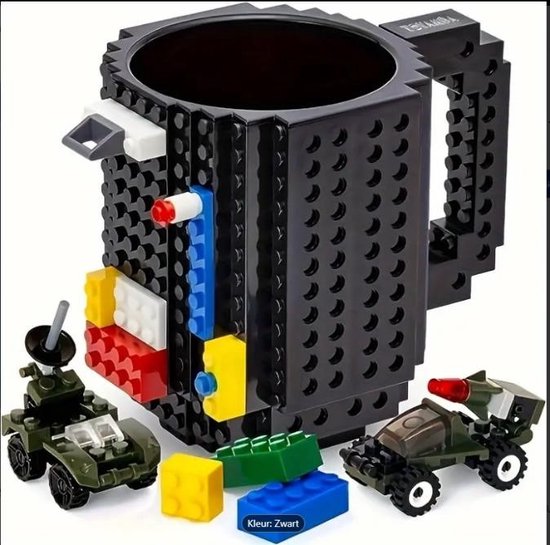Lego Compatible Mug-Build-on Mug Zwart - 350ml - geschenk voor Lego Fan ...