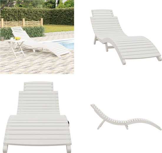 vidaXL Ligbed 184x55x64 cm massief acaciahout wit - Ligbed - Ligbedden ...