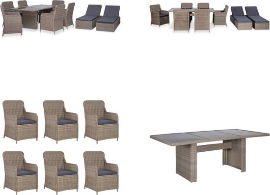 vidaXL 9-delige Tuinset poly rattan bruin - Tuintafel En Stoel ...