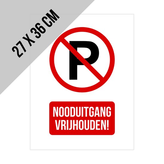 Pictogram/ bord | Parkeerverbod "Nooduitgang vrijhouden!" | 27 x 36 cm ...