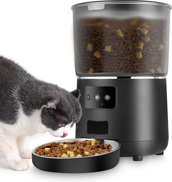 D&B - Voerautomaat kat - Voerdispenser kat - Automatisch - zwart - 4L ...