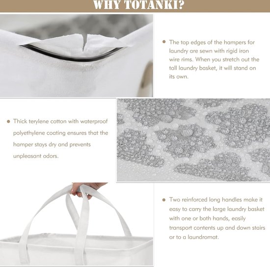 2-Pack Wasmand, 80L Grote Wasmand met Lange Versterkte Handvatten, Vrijstaande... | bol