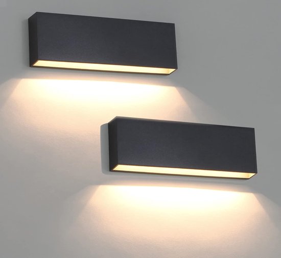 Set van 2 6W wandlampen, IP65, buitenverlichting, huiswand, LED, 3000 K ...
