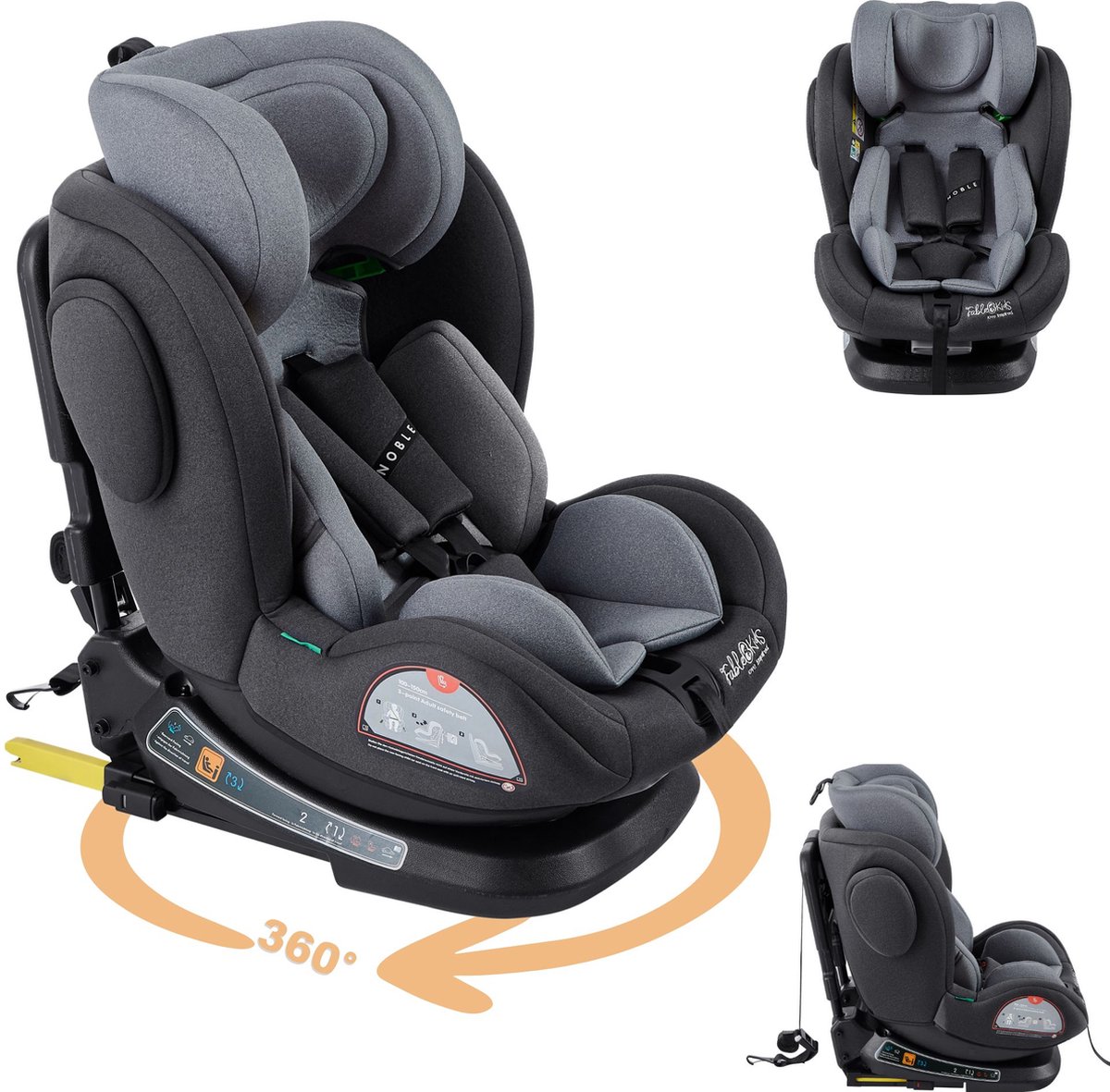 Fablekids® NOBLE autostoeltje Kinderautostoel 360° draaibaar Isofix 40 ...