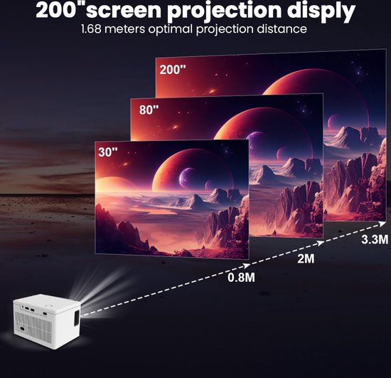 123Beamer® A6 - projector beamer -( 4K ondersteuning ) - thuisbioscoop - Android 10.0... | bol