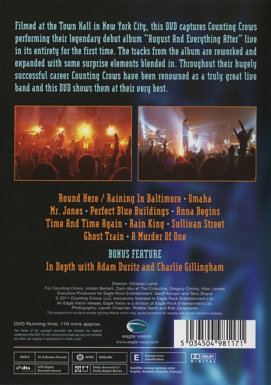 Complete Album August And Everything Live At Town Hall, Counting Crows | Muziek | bol