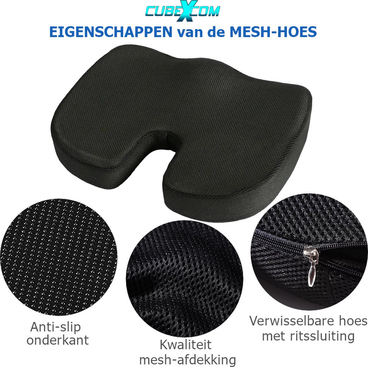CUBEXCOM® Zitkussen en Rugkussen, Orthopedisch Ergonomisch Traagschuim ...