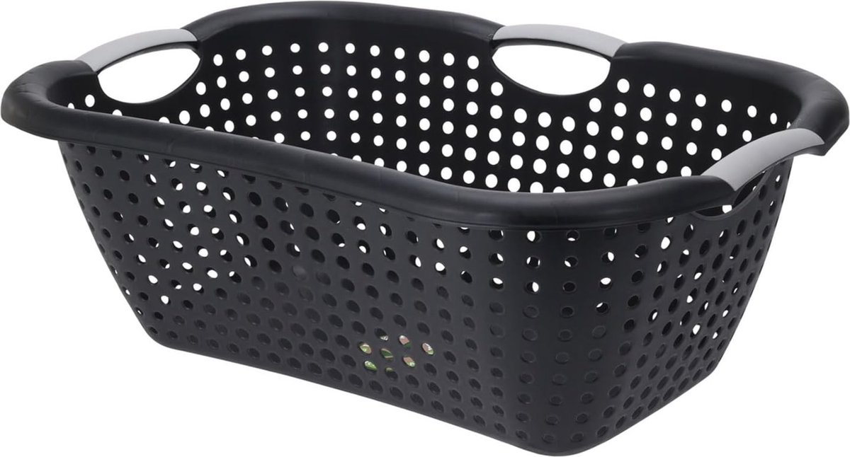 Wasmand van kunststof in zwart, 60 x 40 cm, draagmand met handgrepen ...