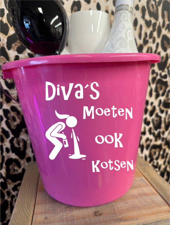 Roze emmer - 5 liter - Diva's moeten ook kotsen - Origineel ...